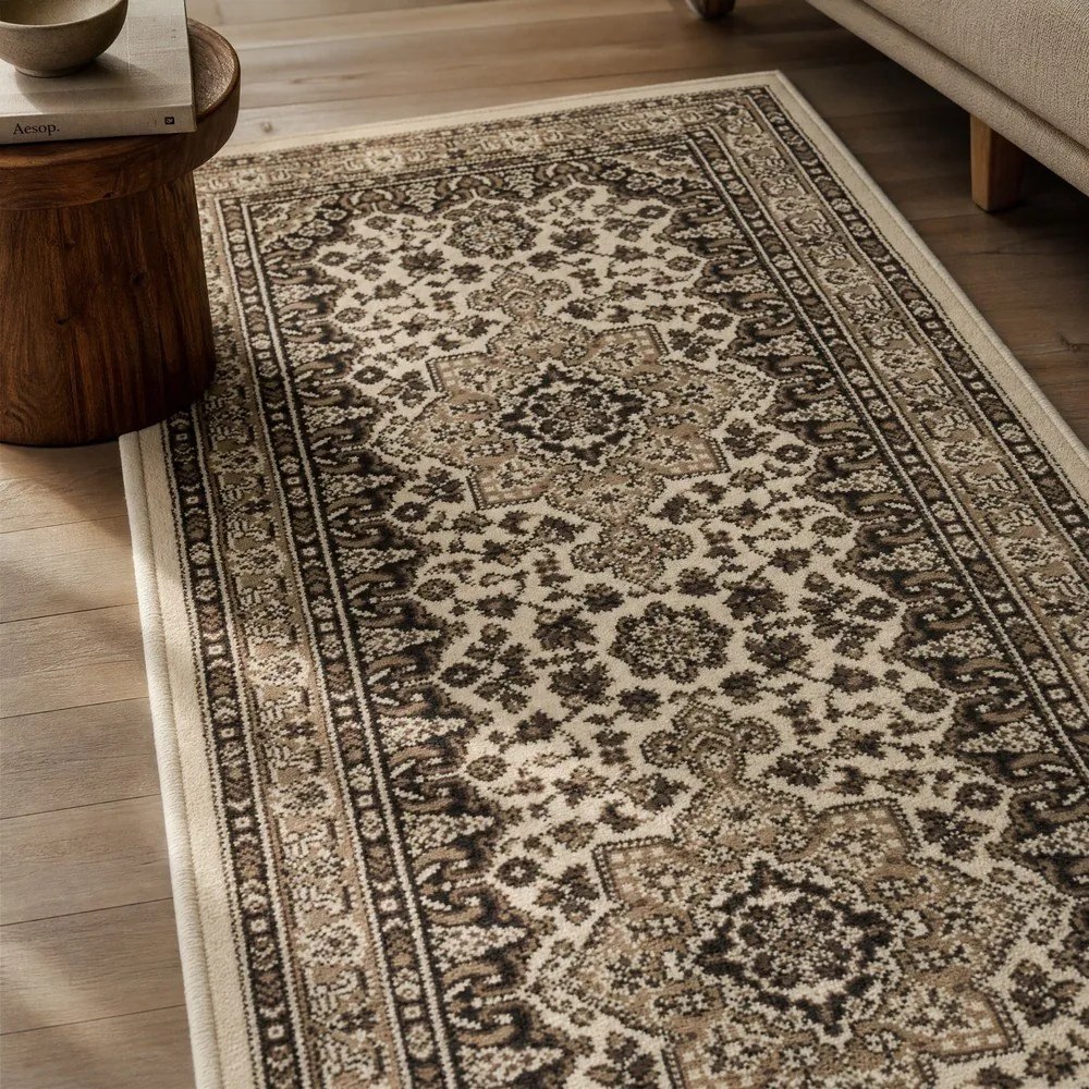 Béžový běhoun Nouristan Parun Tabriz, 80 x 250 cm