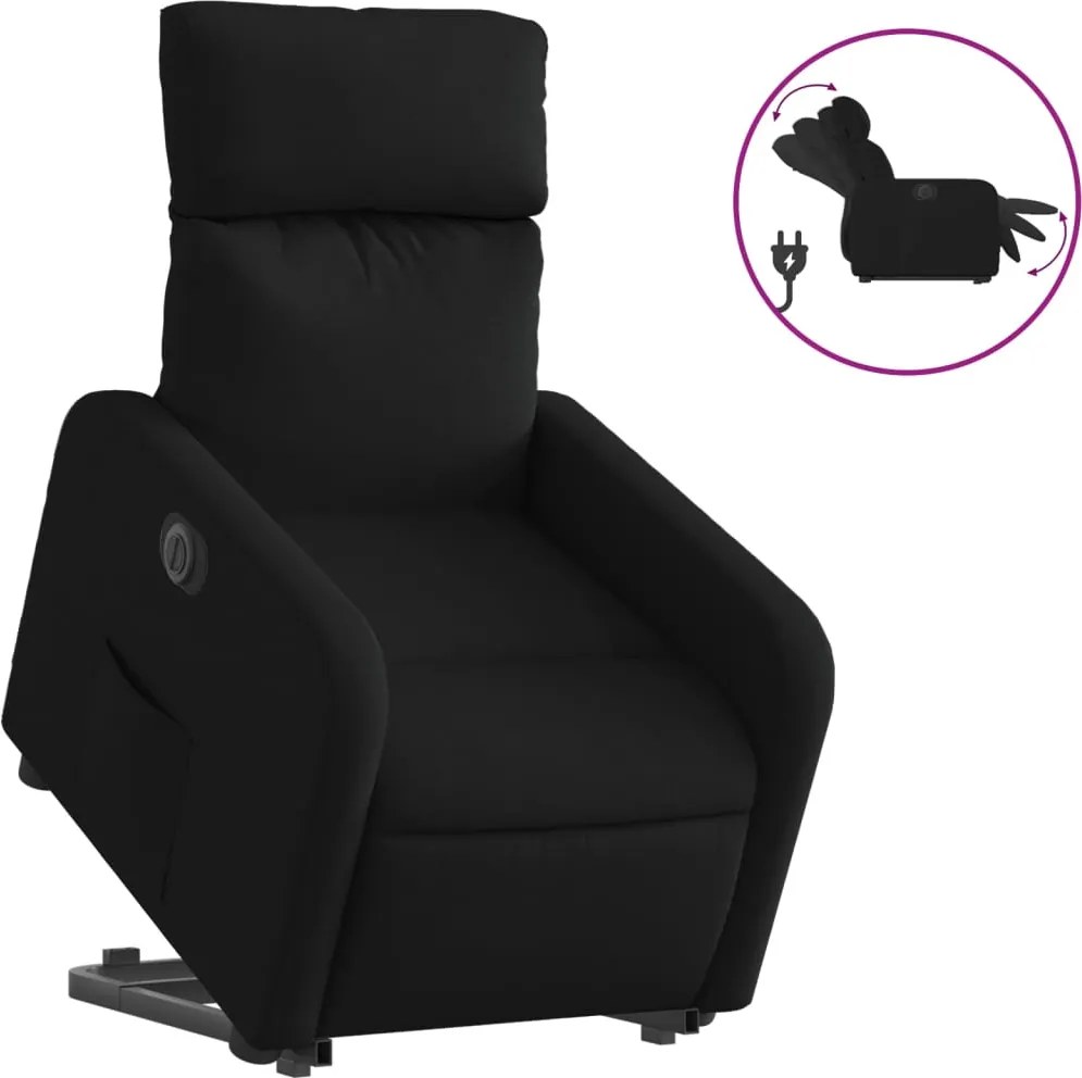 Elektrické zvedací polohovací křeslo černé textil 3206719