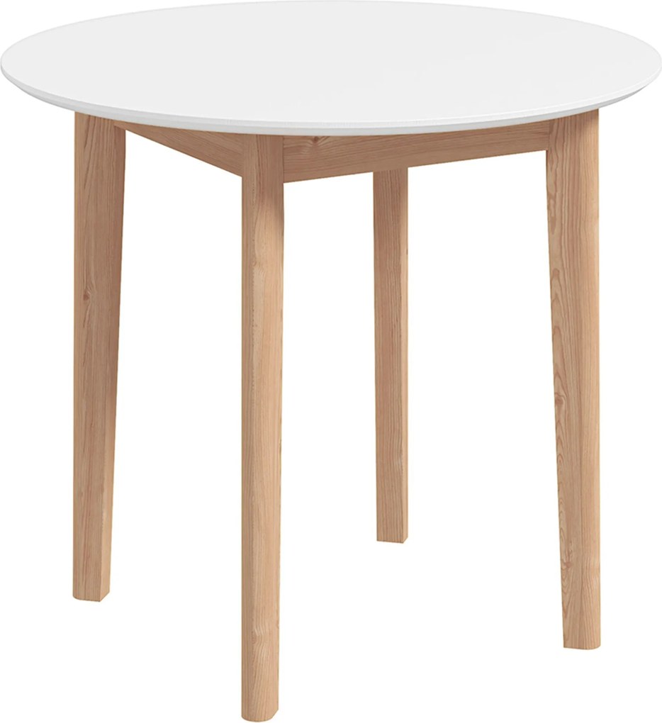 HOMCOM Jídelní stůl, Kulatý stůl do kuchyně pro 2 osoby, Jídelní stůl v country stylu, do obývacího pokoje, Masivní dřevo, Ø75 x 76 cm, Bílá | Aosom