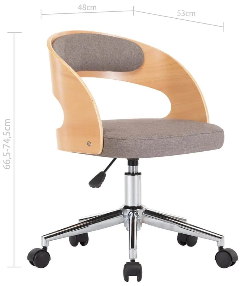 Petromila Otočná kancelářská židle taupe ohýbané dřevo a textil