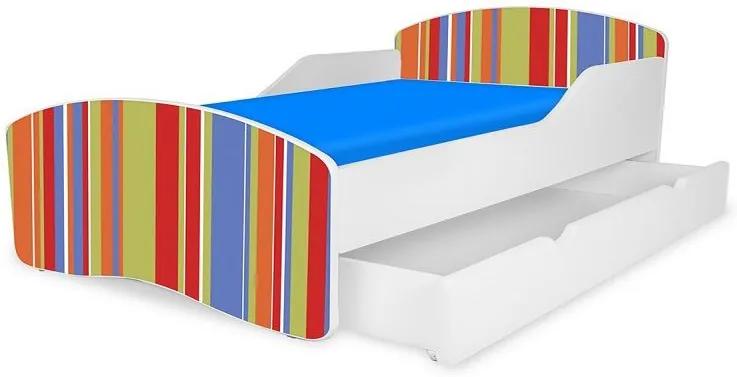 Dětská postel - Oranžové proužky se šuplíkem - small rainbow - 180 x 80 cm