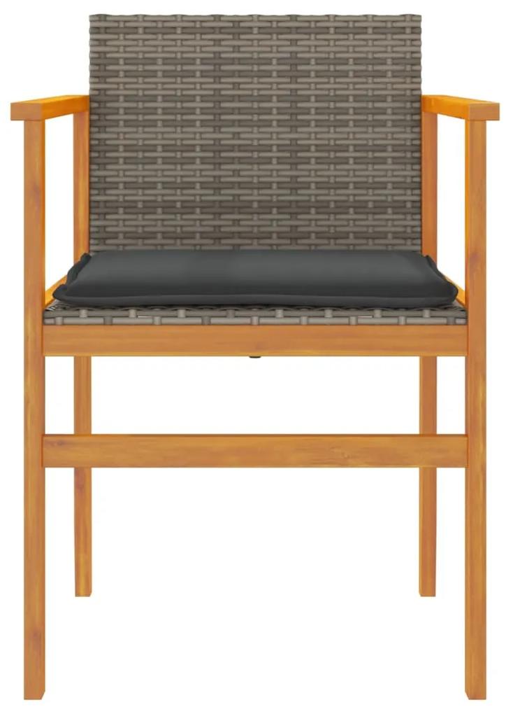Zahradní židle s poduškami 2 ks šedé polyratan a masivní dřevo,  368712