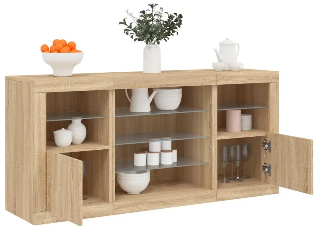 Příborník s LED osvětlením dub sonoma 142,5 x 37 x 67 cm 3209088