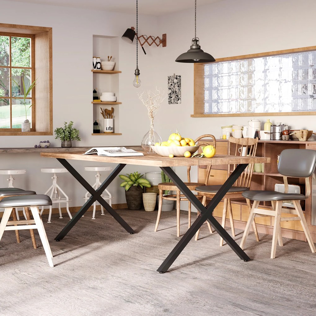 HOMCOM Stolové nohy 2 kusy ve tvaru X z oceli pro jídelní stůl psací stůl černý 72cm stabilní a moderní