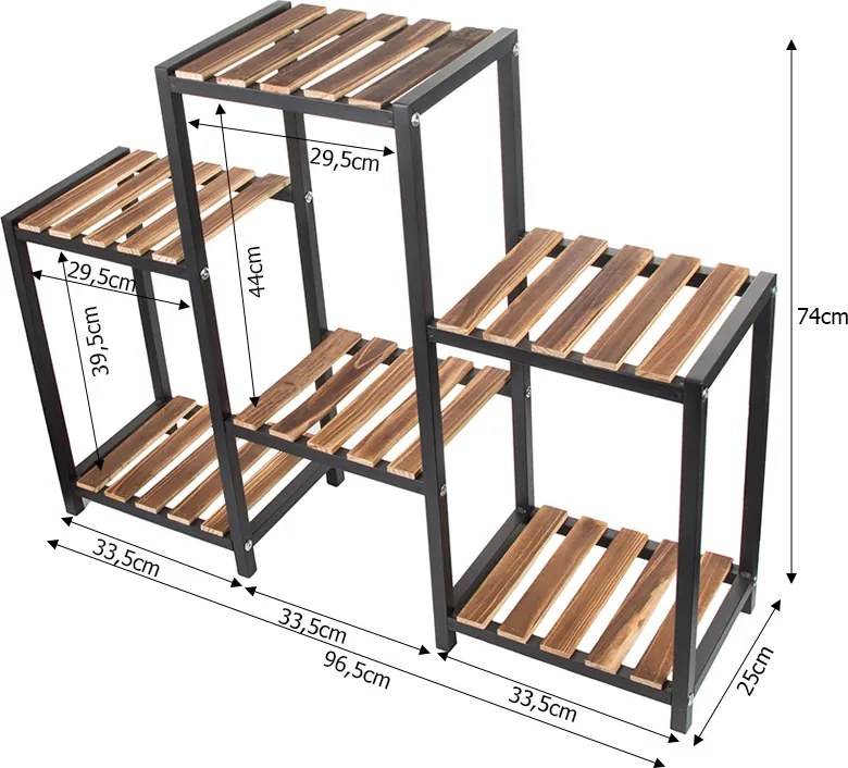 Verk Group Květináč vysoký stojící dřevěný záhon 3patrová knihovna