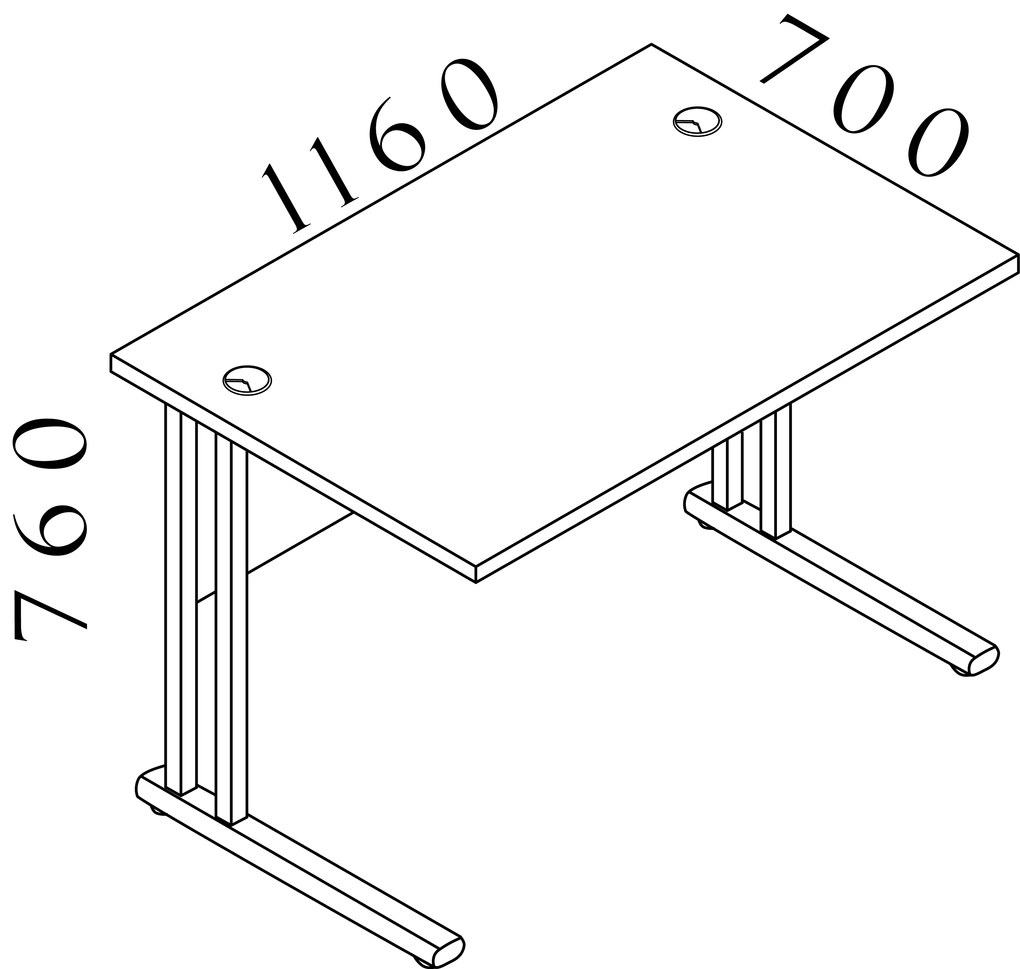 NABYTEK-DESIGNOVY.CZ - BPR12 07 - Kancelářský stůl Komfort, kovová podnož, 120x70x76 cm, kaštan/šedá