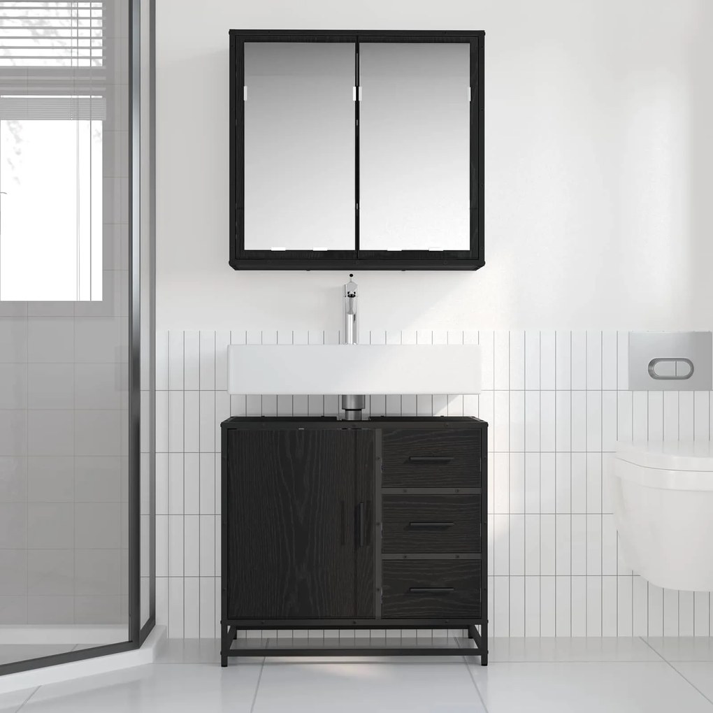 Sada koupelnového nábytku 2 ks Černý dub 65 x 33 x 60 cm 3402322
