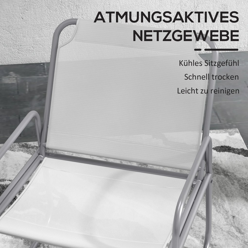 3dílná sada zahradního nábytku, 2 židle s prodyšným látkovým potahem, 1 kulatý stůl Ø60 cm, světle šedá barva