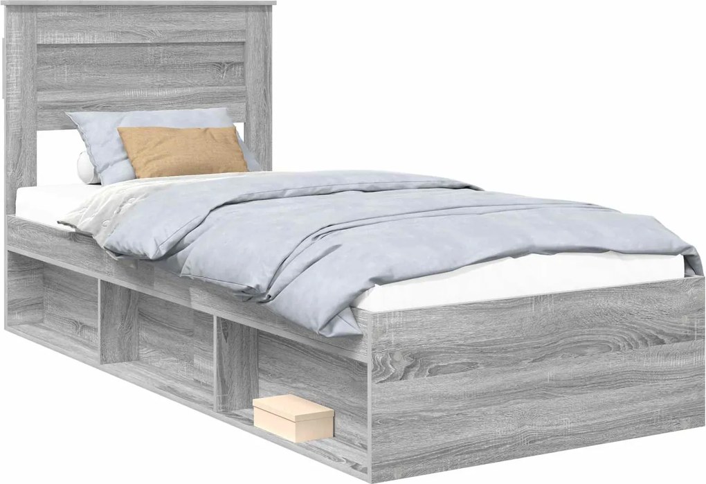 Rám postele s čelo Šedá Sonoma 75 x 190 cm Masivní borové dřevo 3409820