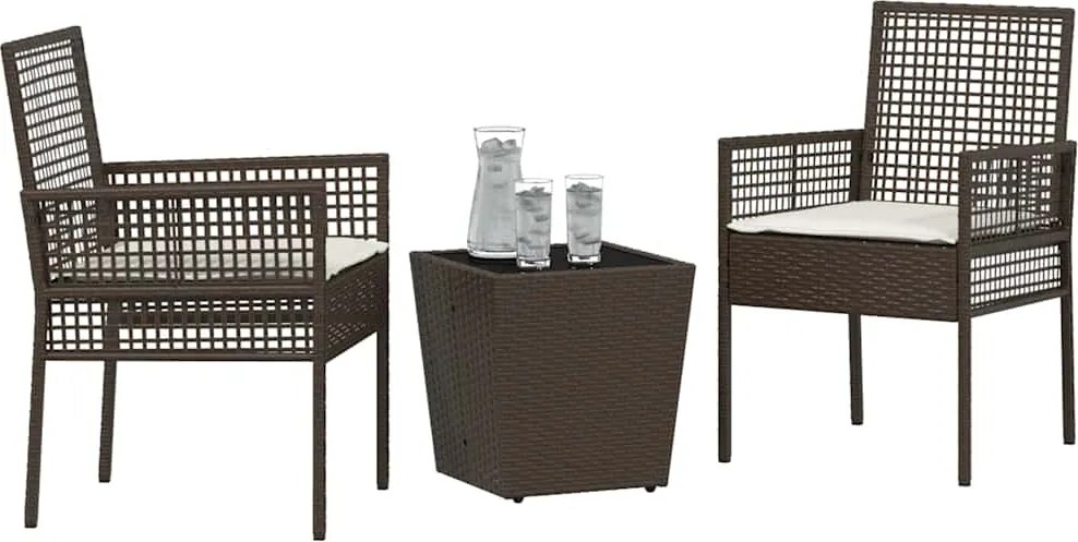 Zahradní bistro set 3 ks Hnědá polyratan 3334956