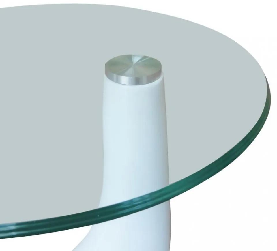 Konferenční stolek laminát / sklo Dekorhome Bílá lesk