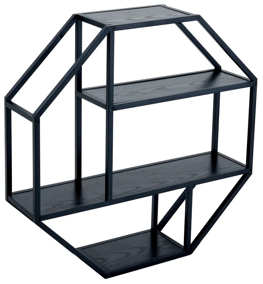 Designový nástěnný regál Maille 77 cm černý jasan