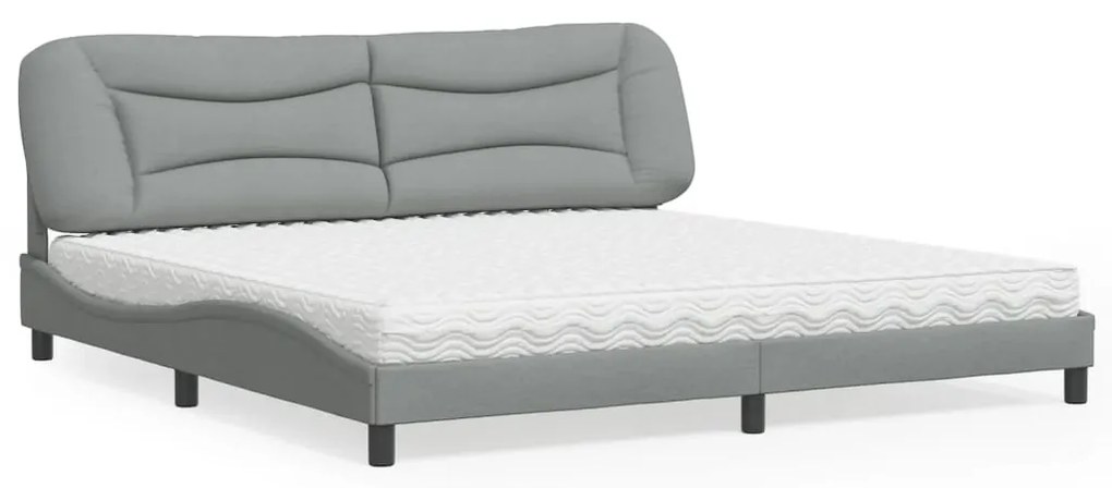 Postel s matrací Hvar světle šedá 200 x 200 cm textil 3208555