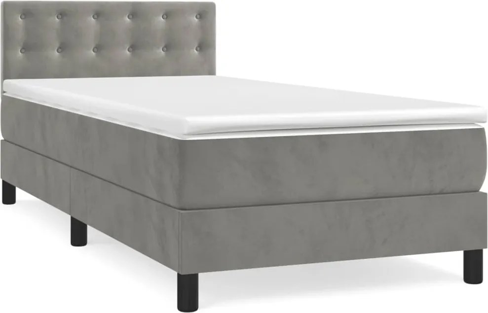 Box spring postel s matrací světle šedá 90x190 cm samet 3141515