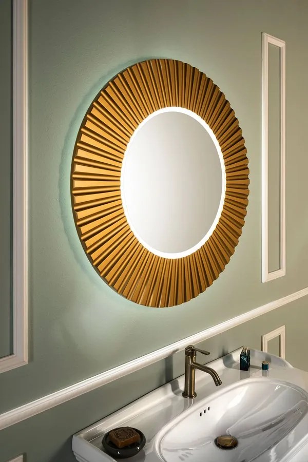 Sapho Sapho, PRIDE kulaté zrcadlo s LED osvětlením v rámu, průměr 90cm, stříbrná, PD952