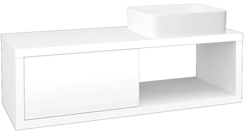 Dřevojas Koupelnová skříň STORM SZZO 120 (umyvadlo Joy) Varianta: D01 Beton / L01 Bílá vysoký lesk / Pravé