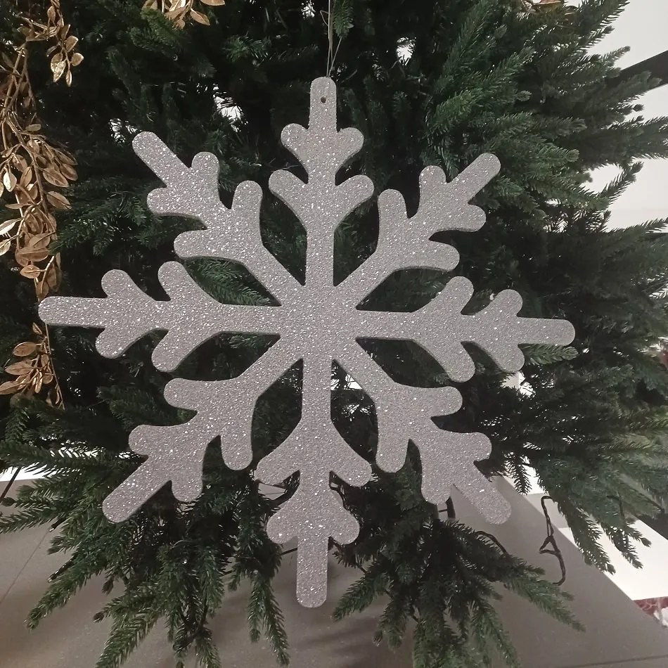 Vánoční ozdoba vločka IV, pr. 40 cm, stříbrná, překližka, venkovní