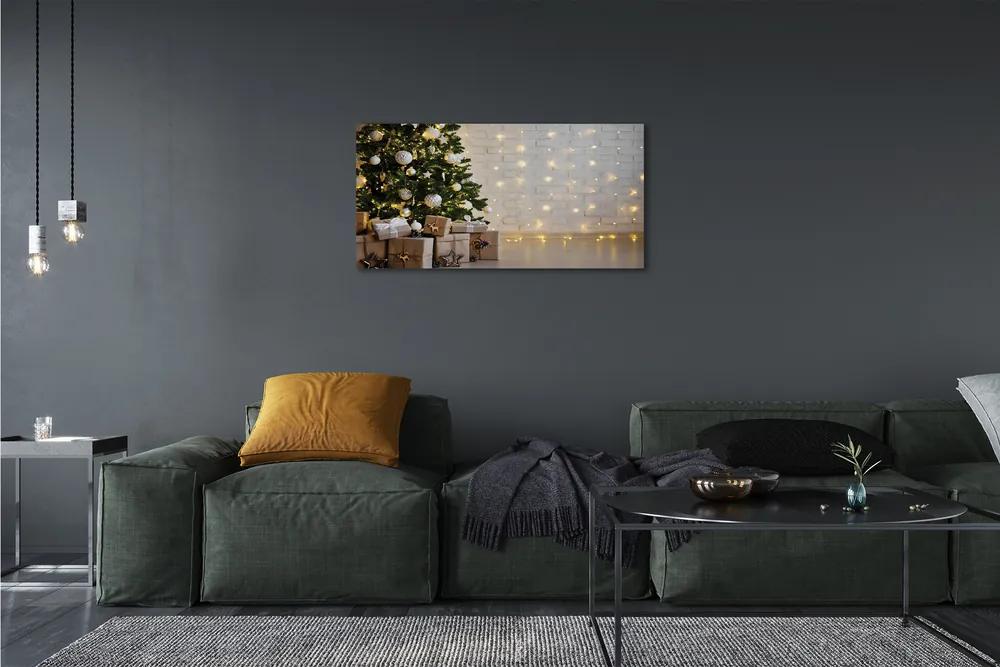 Obrazy na plátně Ozdoby na vánoční stromeček dárky 100x50 cm