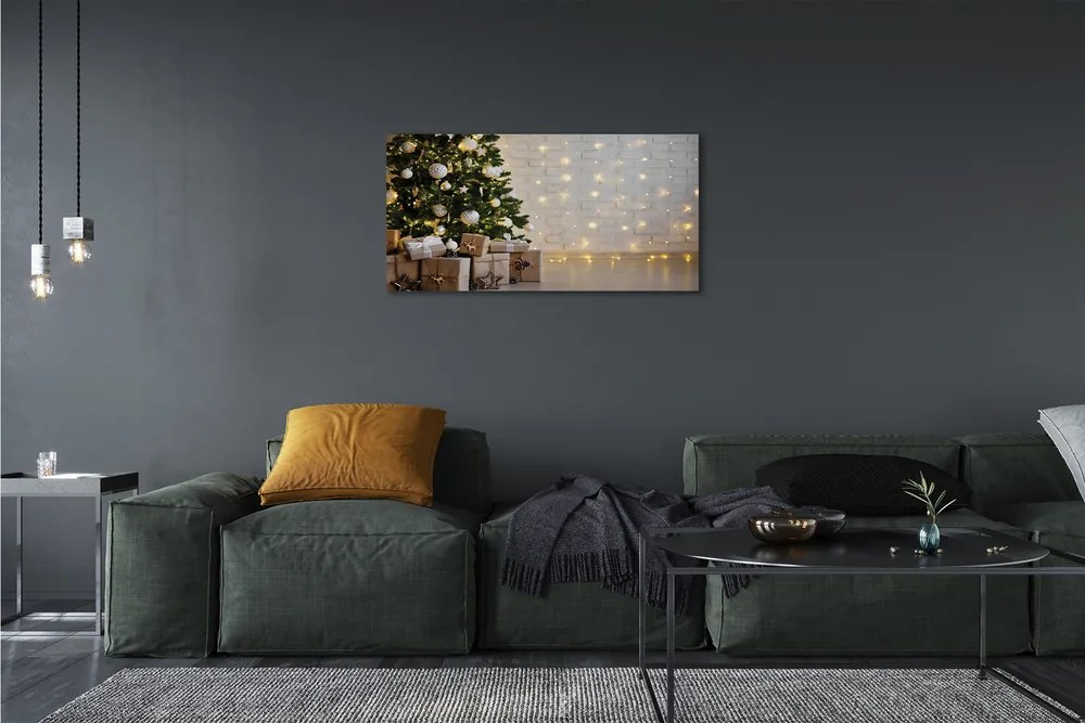 Obrazy na plátně Ozdoby na vánoční stromeček dárky 120x60 cm