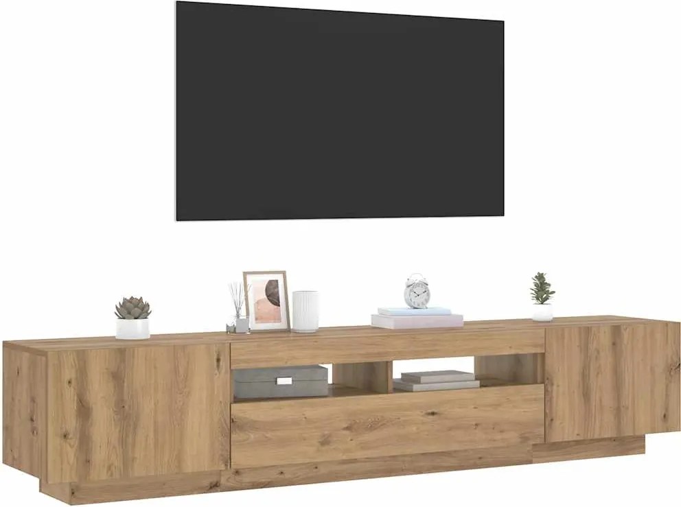 TV stolek s LED dub artisan 200x35x40 cm kompozitní dřevo 3329166