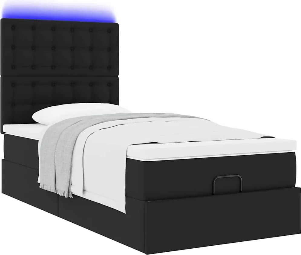 Osmanský rám postele s matrací černý 80x200cm umělá kůže 3313820