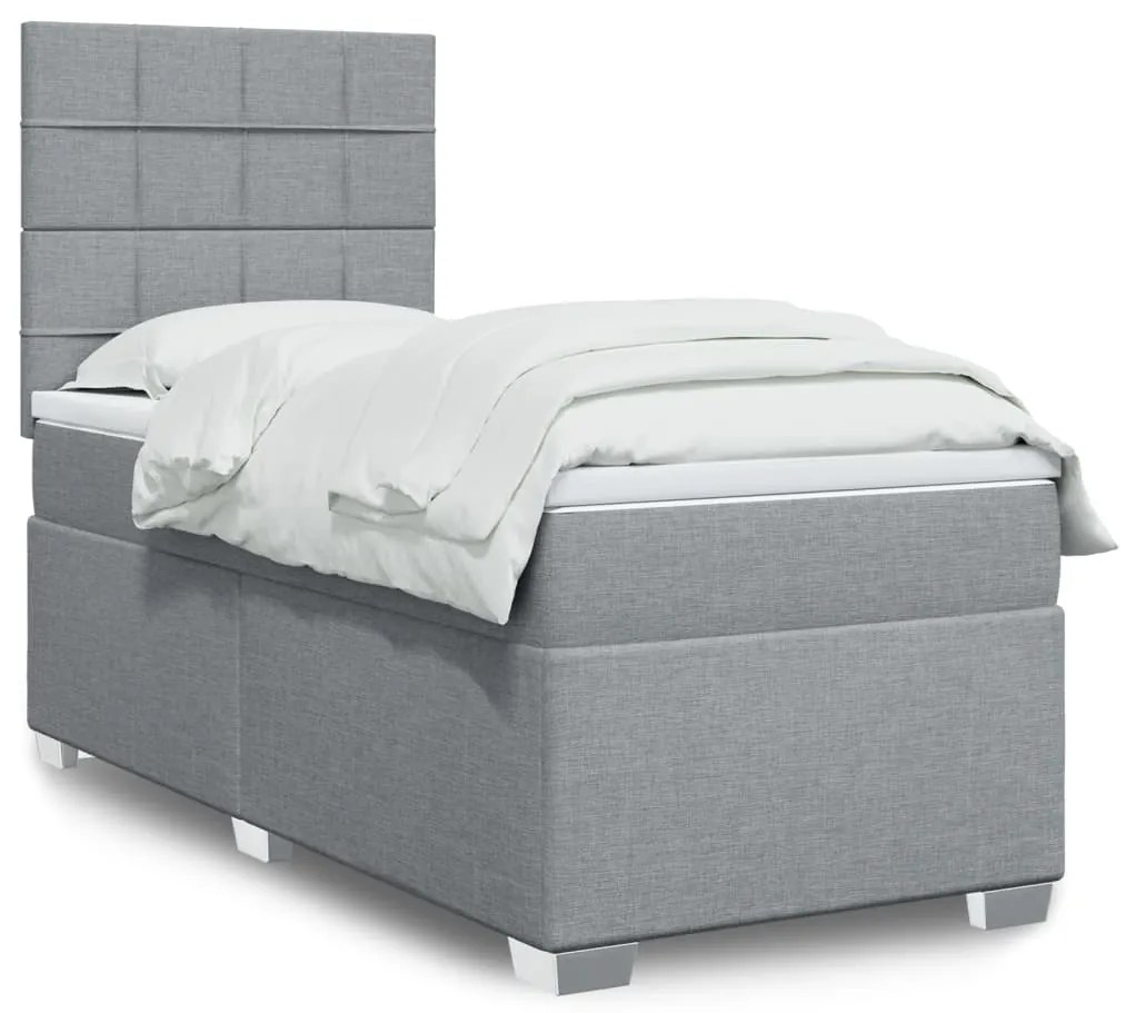 Box spring postel s matrací světle šedá 90x200 cm textil 3290371