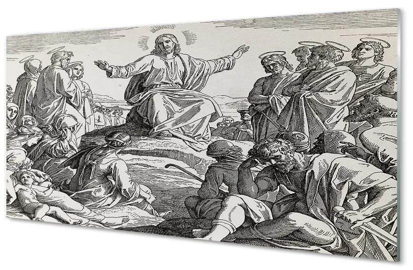 Obraz na skle Ježíš kreslení lidé 100x50 cm