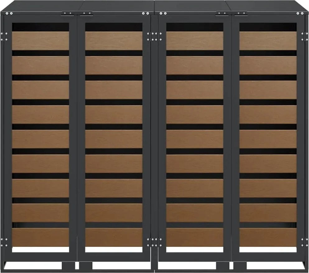 vidaXL Úložný box na 3 popelnice Antracit 340 x 77,5 x 115,5 cm Ocel [3394768]