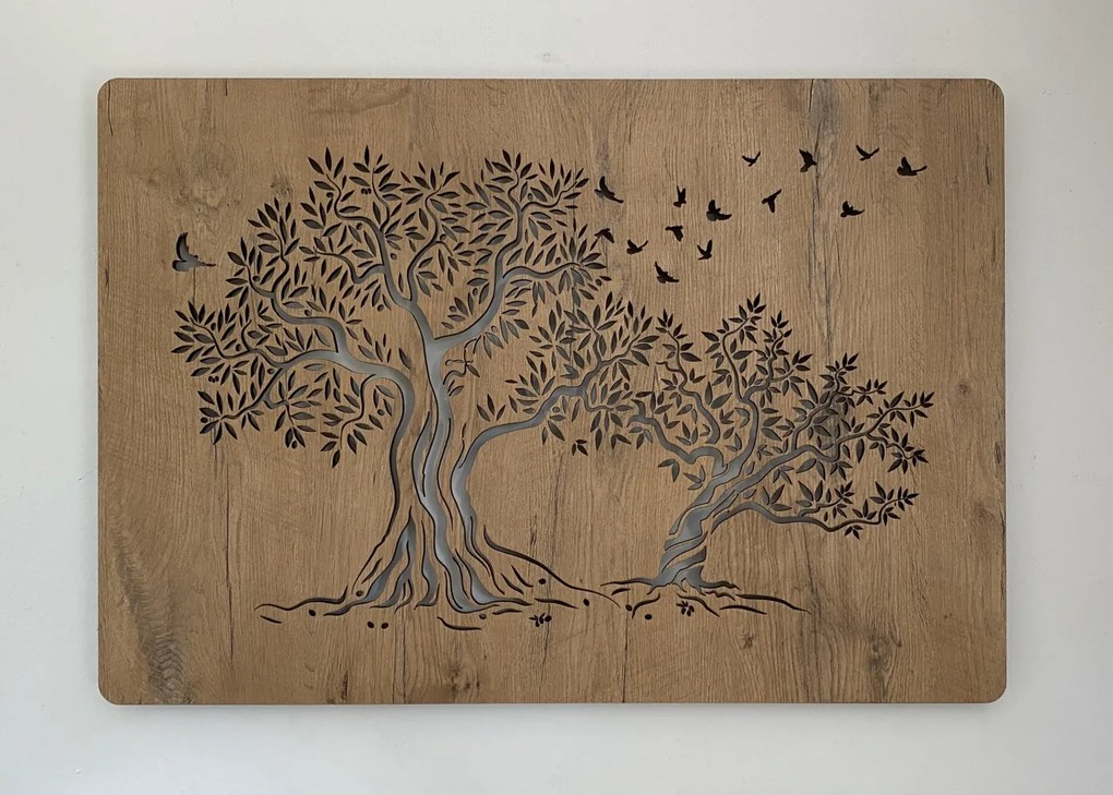 Li-Go "Dvě olivy" světelný obraz 230V 90x60 cm provedení povrchu: černá s patinou