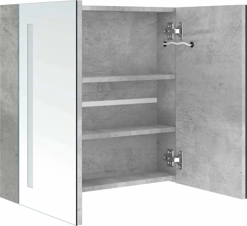 LED koupelnová skříňka se zrcadlem betonově šedá 62x14x60 cm 326518