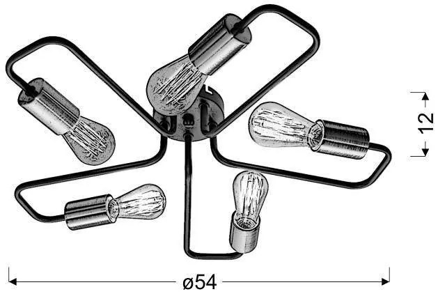 Černé stropní svítidlo Herpe pro žárovku 5x E27  - Candellux