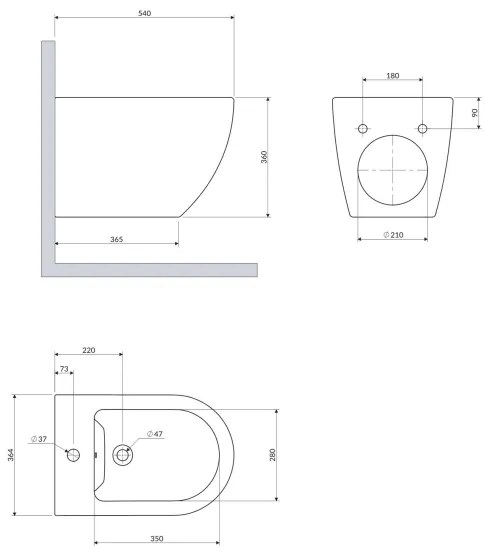 OMNIRES OTTAWACMBIBP - Závěsný bidet OTTAWA keramika/lesklá bílá