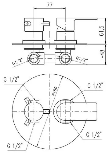 RAV Slezák Nil Baterie sprchová podomítková s přepínačem, chrom NL186K