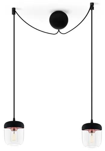 Acorn visící lampa s dvěma stínítky černá / měď