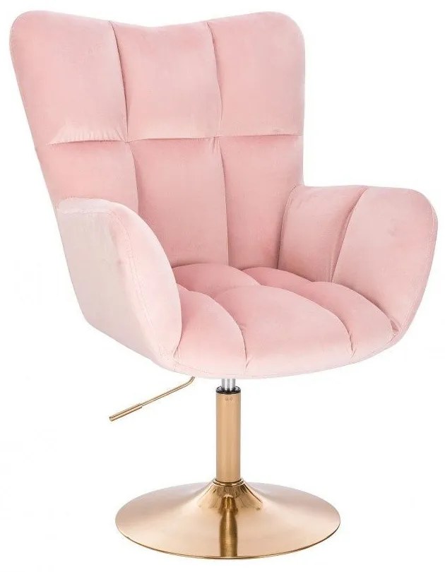 LuxuryForm Křeslo AURORA VELUR na zlatém talíři - světle růžové