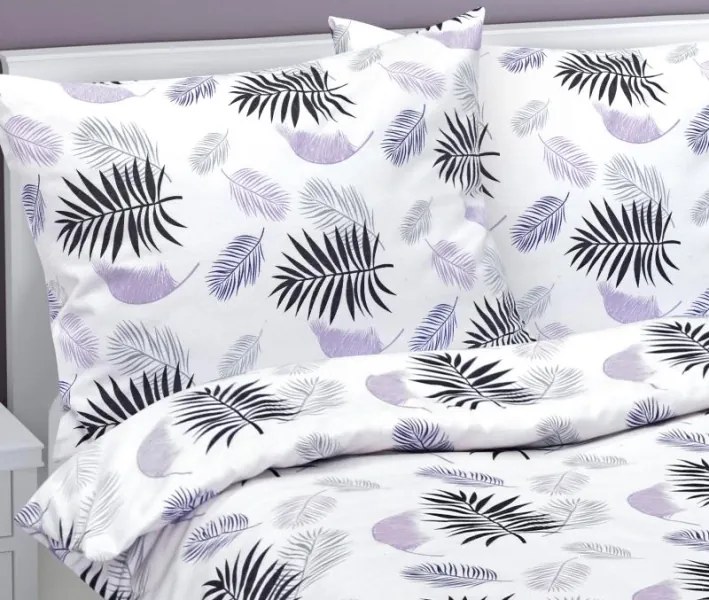 Bellatex Povlečení flanelové 140x200, 70x90 cm Peříčko fialová