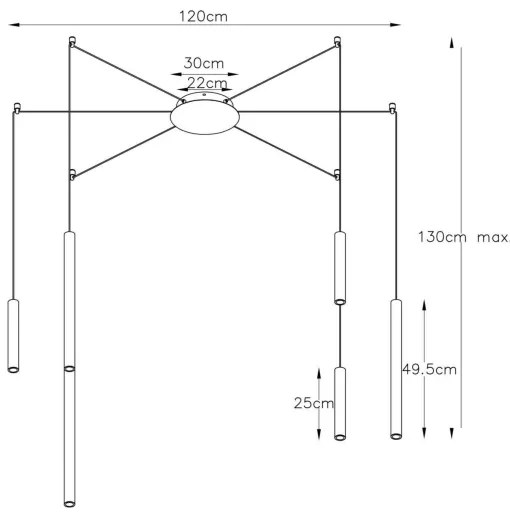 Lucide 74403/06/97 - LED Stmívatelný lustr na lanku LORENZ 6xLED/4W/230V měděná