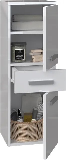 Nízká koupelnová skříňka NEL V DDS bílá/bílý lesk