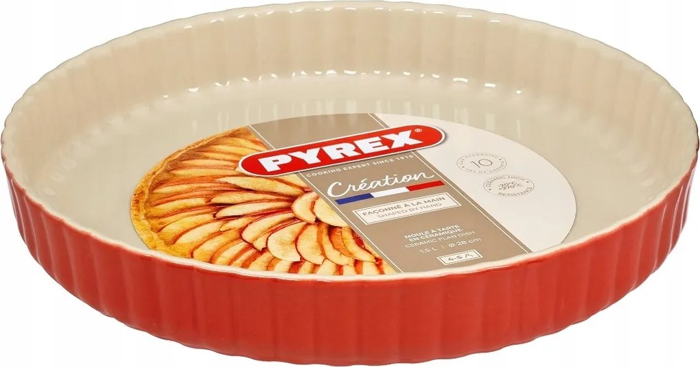 Keramická forma na pečení koláče Pyrex Creation Ø 28 cm, kulatá, červená