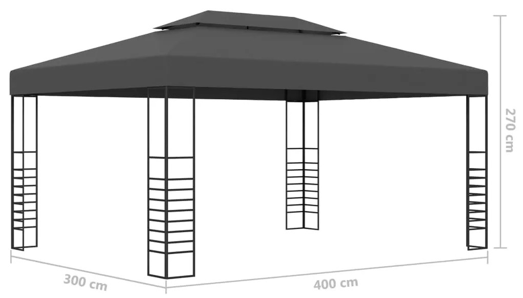 Altán Vannies se světelnými řetězy - 3x4 m | antracitový