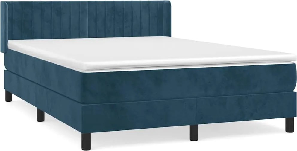 Box spring postel s matrací tmavě modrá 140x200 cm samet 3131085