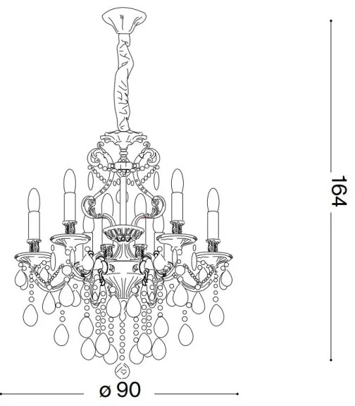 Ideal Lux-Křišťálový lustr na řetězu GIOCONDA 12xE14/40W/230V pr. 90 cm stříbrná