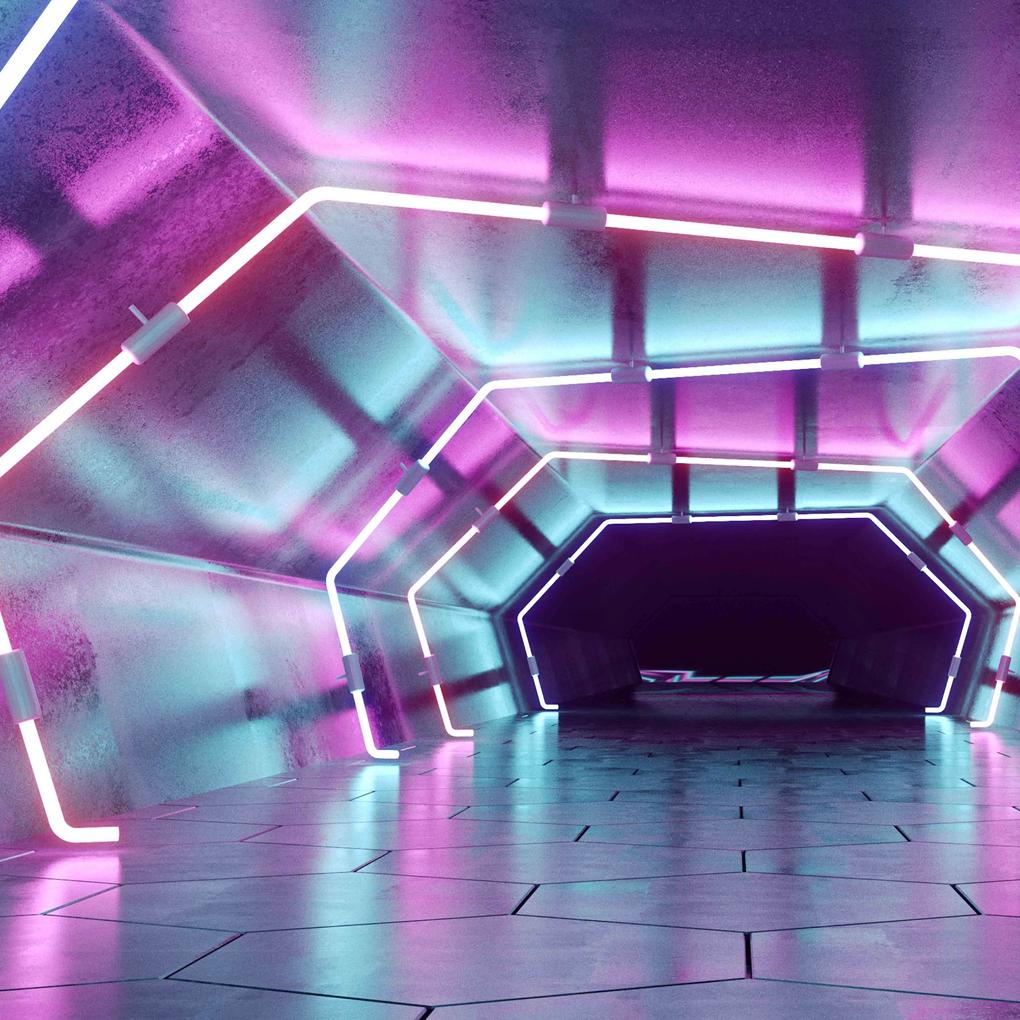 Malvis ® 3D tapeta Neonový tunel Vel. (šířka x výška): 216 x 140 cm