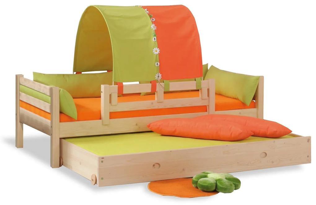Dětská postel jednolůžko DOMINO se zábranou D902 - OZ, masiv smrk