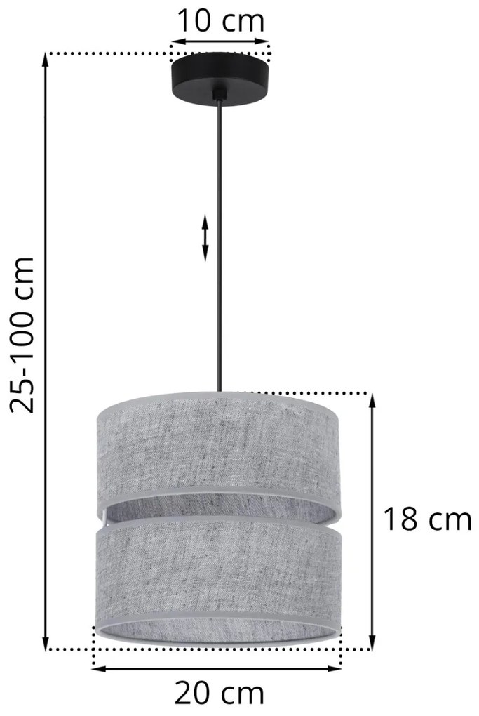 Závěsné svítidlo Jen, 1x šedé textilní stínítko, (fi 20 cm), b
