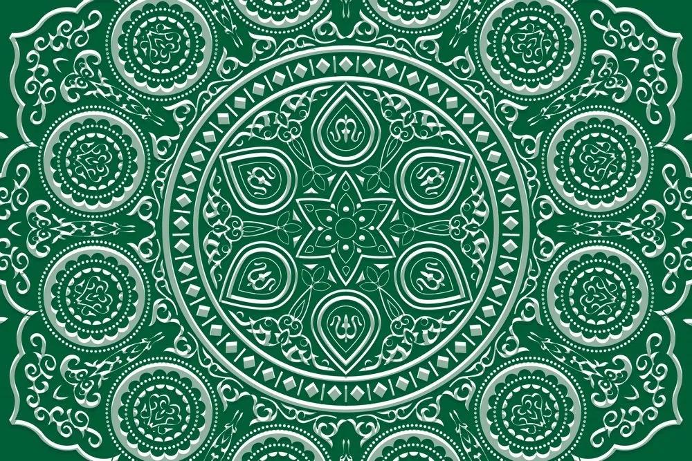 Samolepící tapeta jemná etnická Mandala v zeleném provedení - 450x300 cm