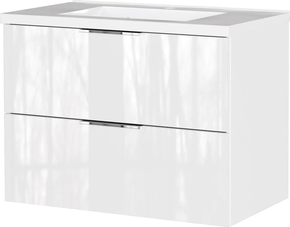 Bílá lesklá závěsná skříňka pod umyvadlo 81x61 cm Celano – Germania