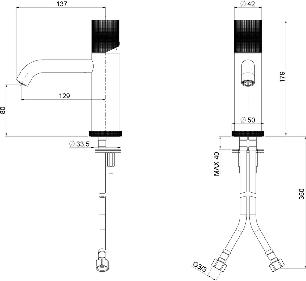 Sapho Ultratap umyvadlová baterie stojánková bez výpusti matná zlatá UT002TG