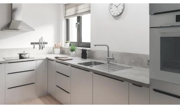 GROHE 31573SD1 -Sada kuchyň. dřezu K500 s odkapávačem a baterie A 86×50 cm nerez