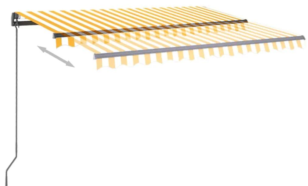 vidaXL Automatická markýza LED a senzor větru 3 x 2,5 m žlutobílá